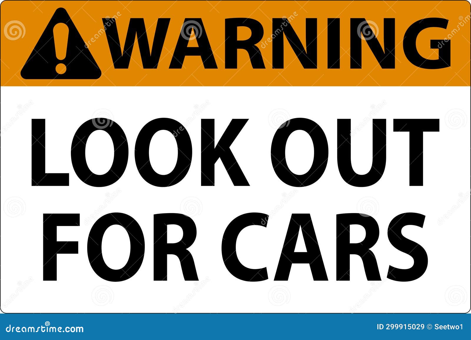 Warning Sign Look Out for Cars Stock Vector - Illustration of ...