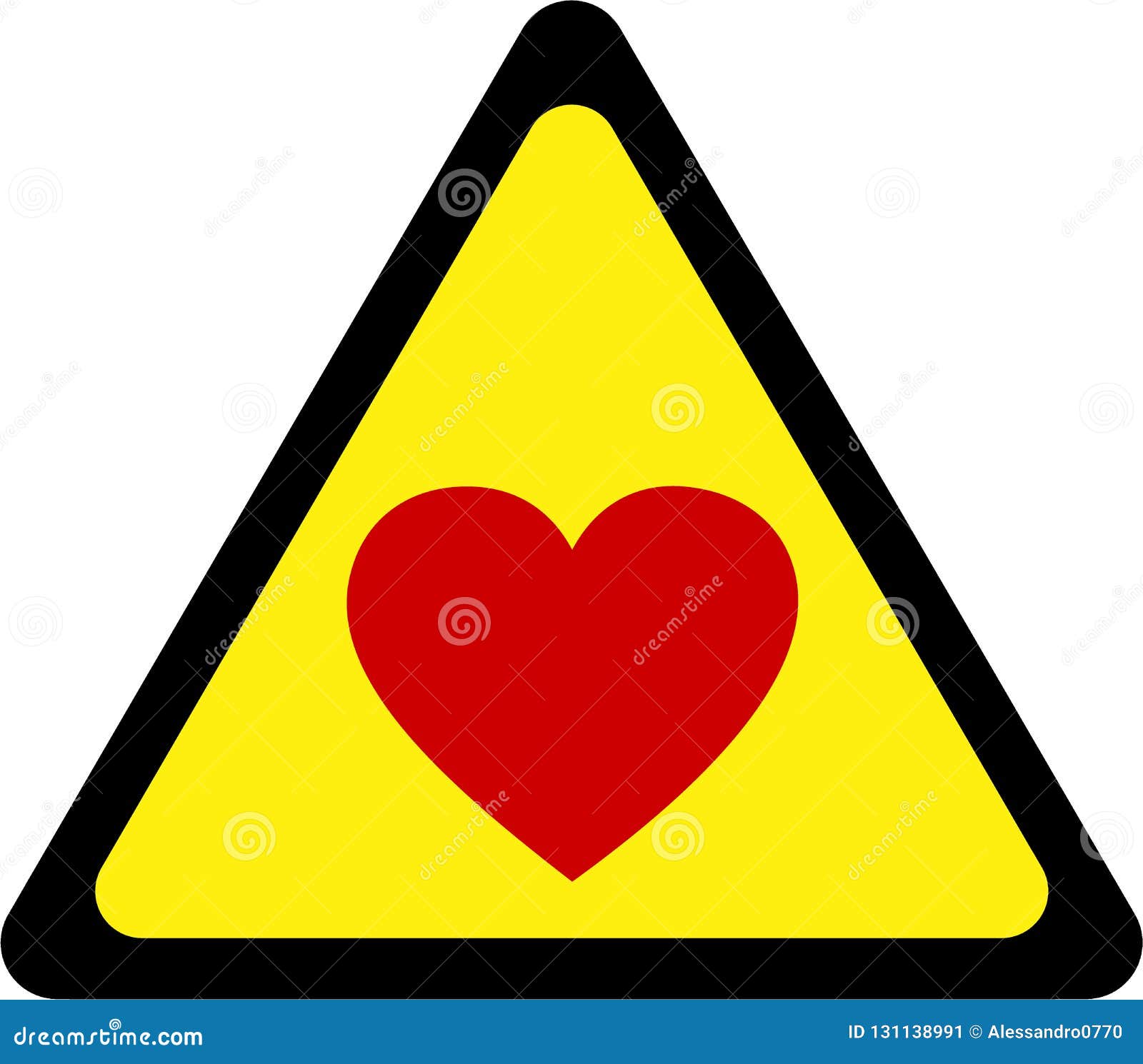 Warning sign with love stock illustration. Illustration of hazard ...