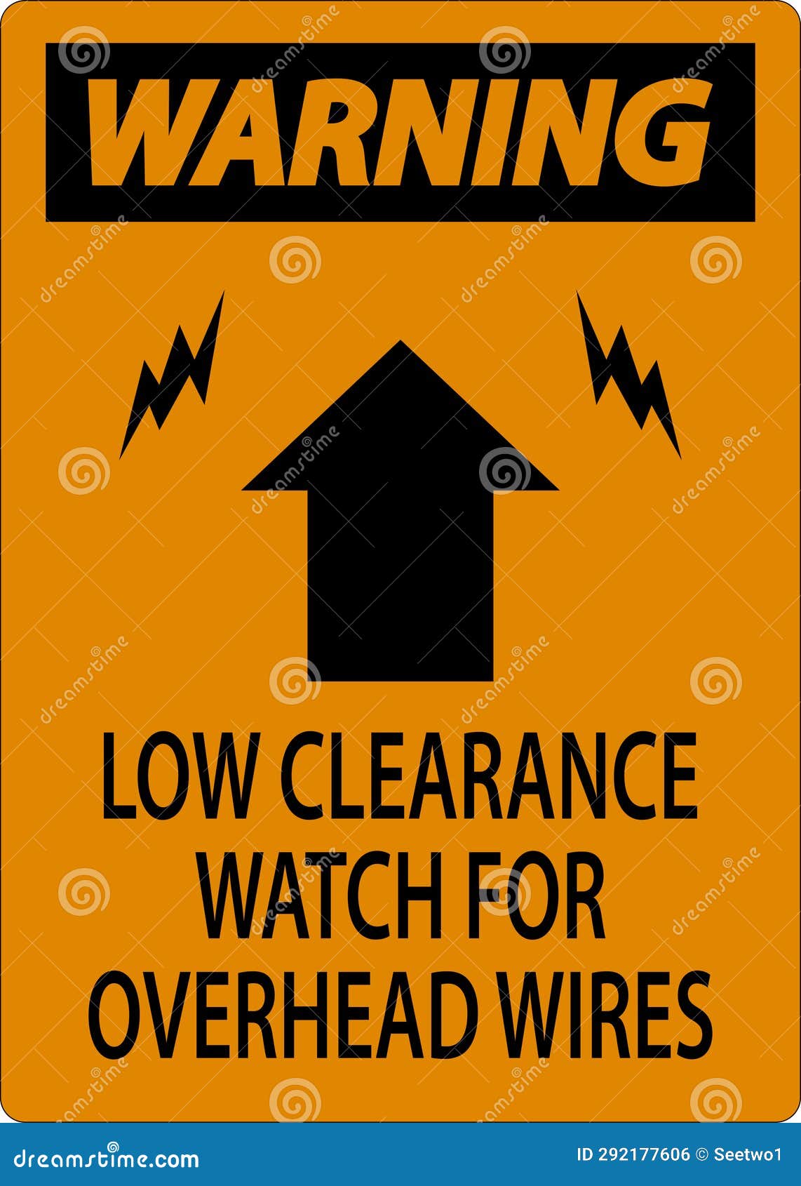 Warning Sign Low Clearance, Watch for Overhead Wires Stock Illustration ...