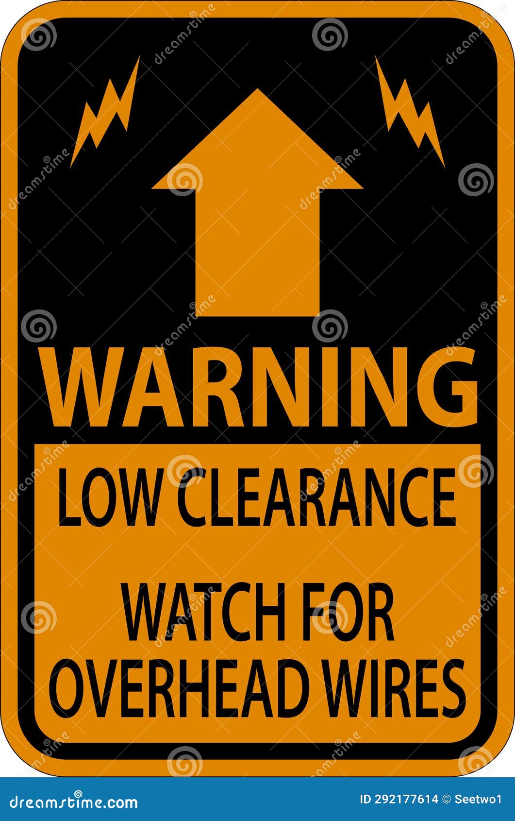 Warning Sign Low Clearance, Watch for Overhead Wires Stock Vector ...