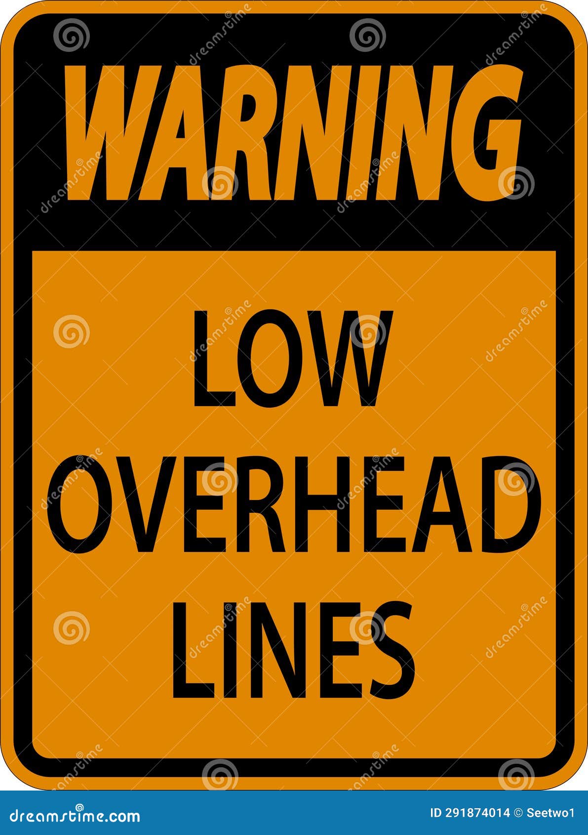 Warning Sign Low Overhead Lines Stock Vector - Illustration of alert ...