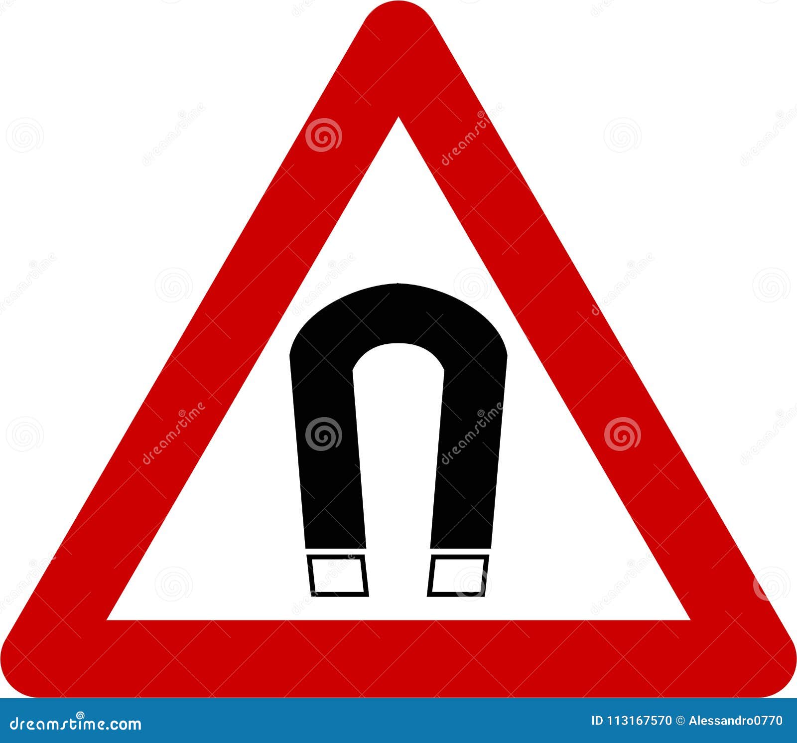 Warning Sign with Magnetic Field Stock Illustration - Illustration of ...