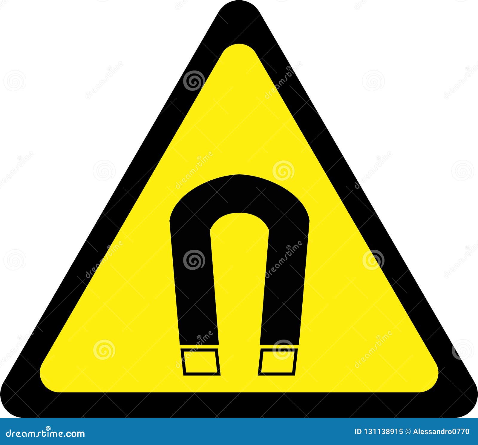 Warning Sign with Magnetic Field Stock Illustration - Illustration of ...