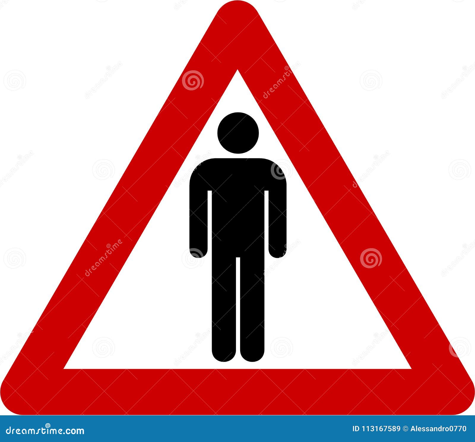 Warning sign with man stock illustration. Illustration of black - 113167589