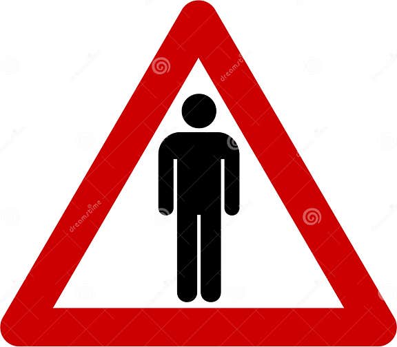 Warning sign with man stock illustration. Illustration of black - 113167589