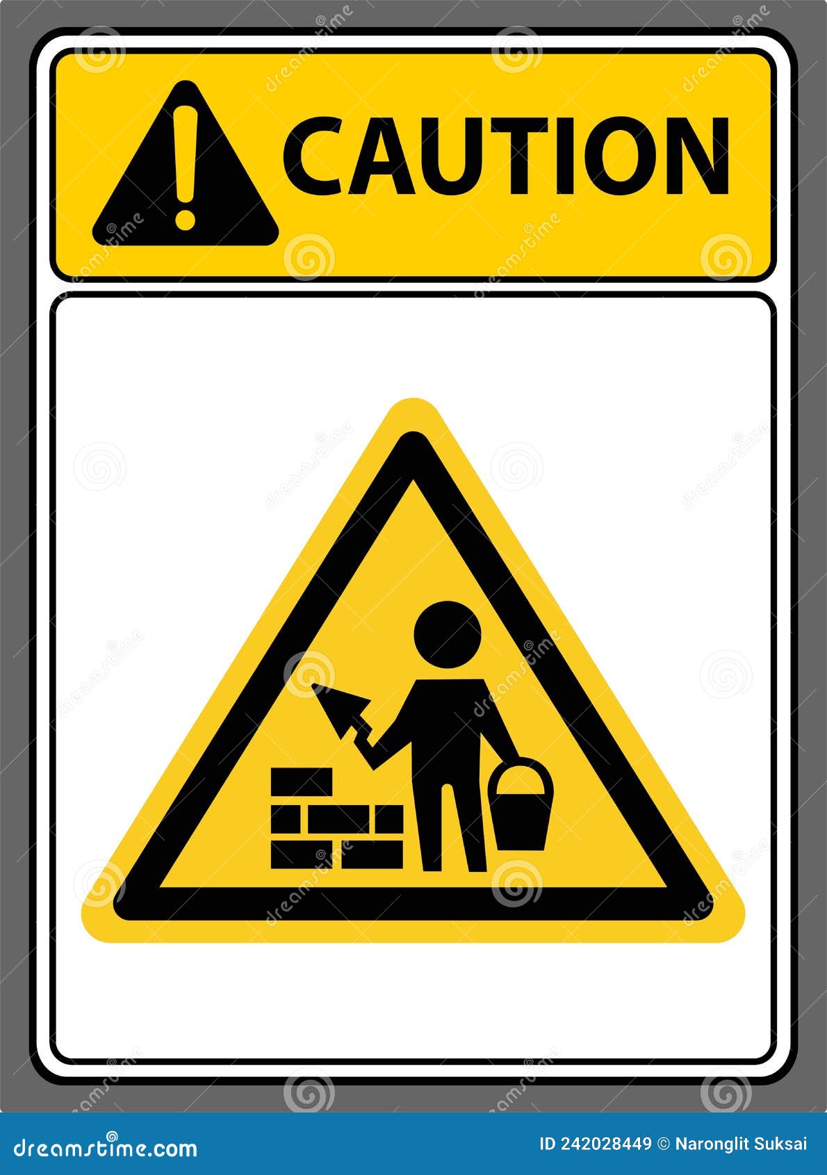 Warning Sign for Masonry Construction.sign Caution Stock Vector ...