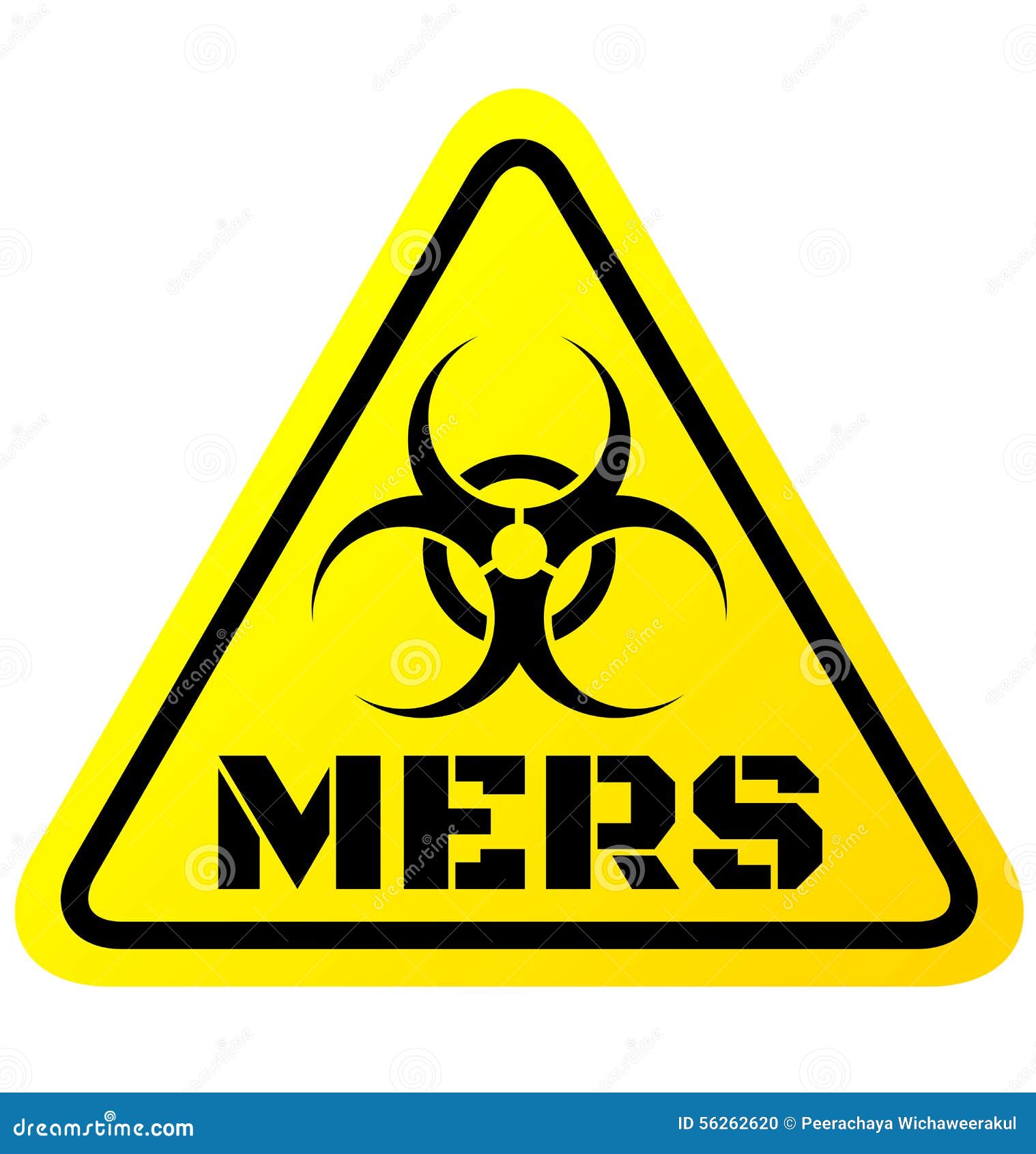 Warning sign of Mers virus stock vector. Illustration of syndrome ...