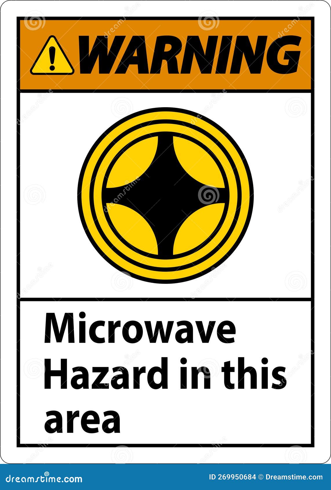 Warning Sign Microwave Hazard in this Area with Symbol Stock Vector ...