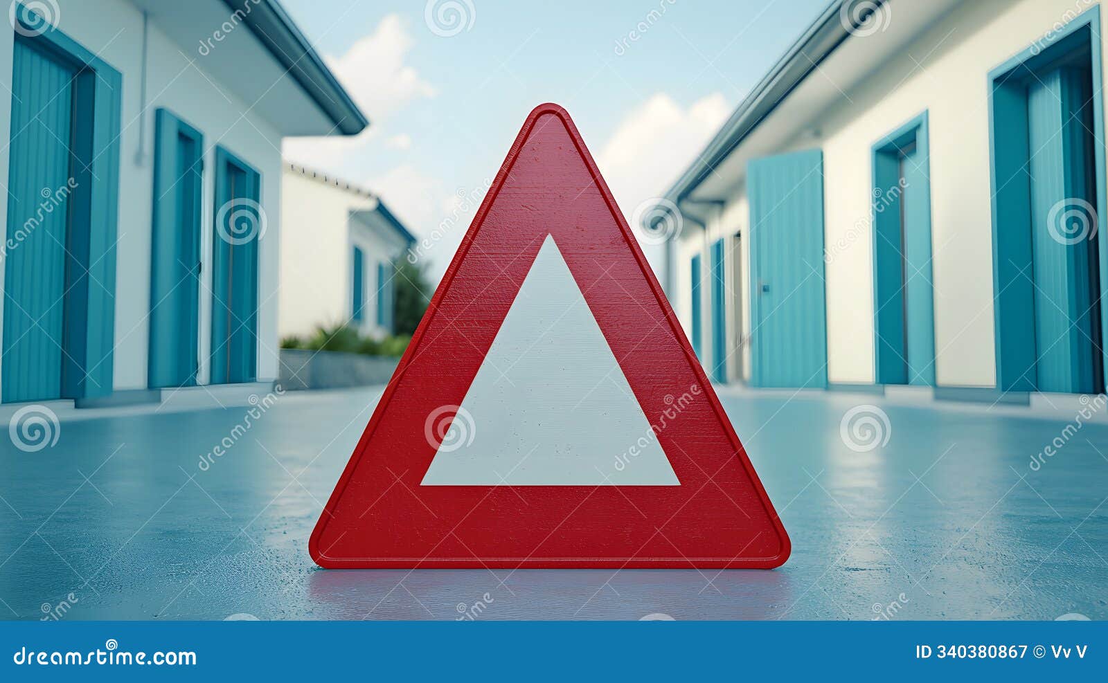 Warning Sign in a Modern Architectural Setting Stock Image - Image of ...