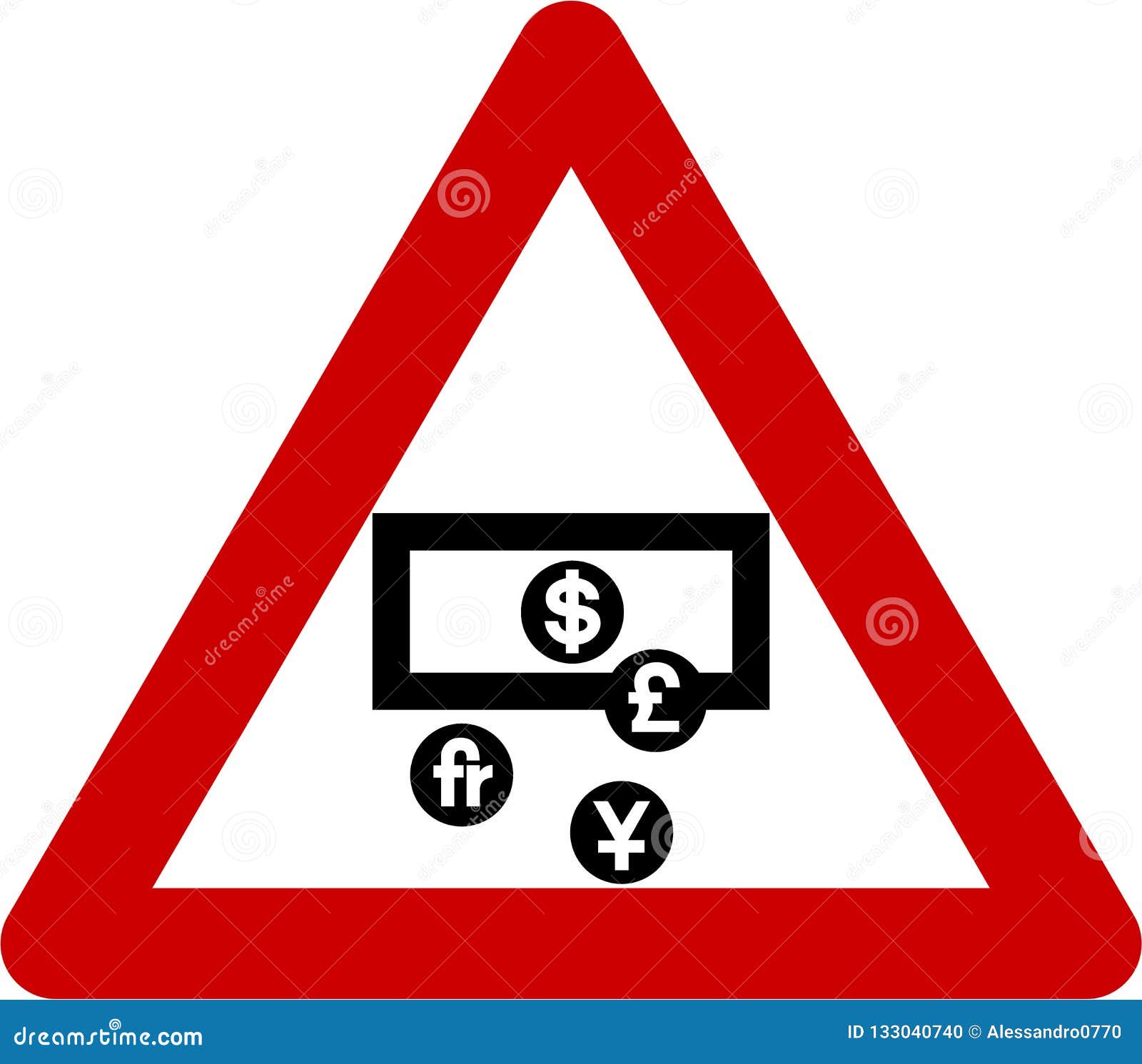 Warning sign with money stock illustration. Illustration of symbol ...