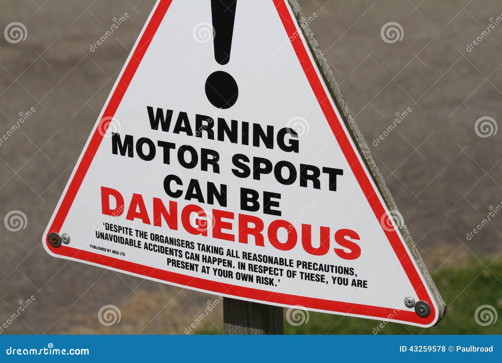 Warning Sign for Motor Racing. Stock Photo - Image of safet, warning ...