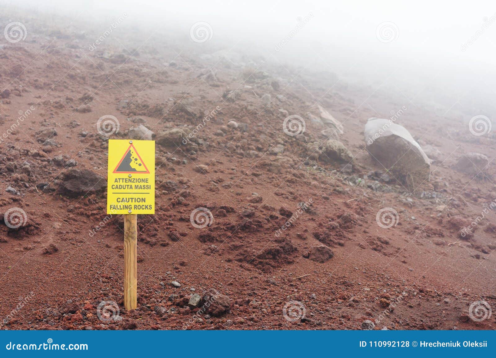 Warning Sign, Caution Falling Rosks Stock Photo - Image of ...