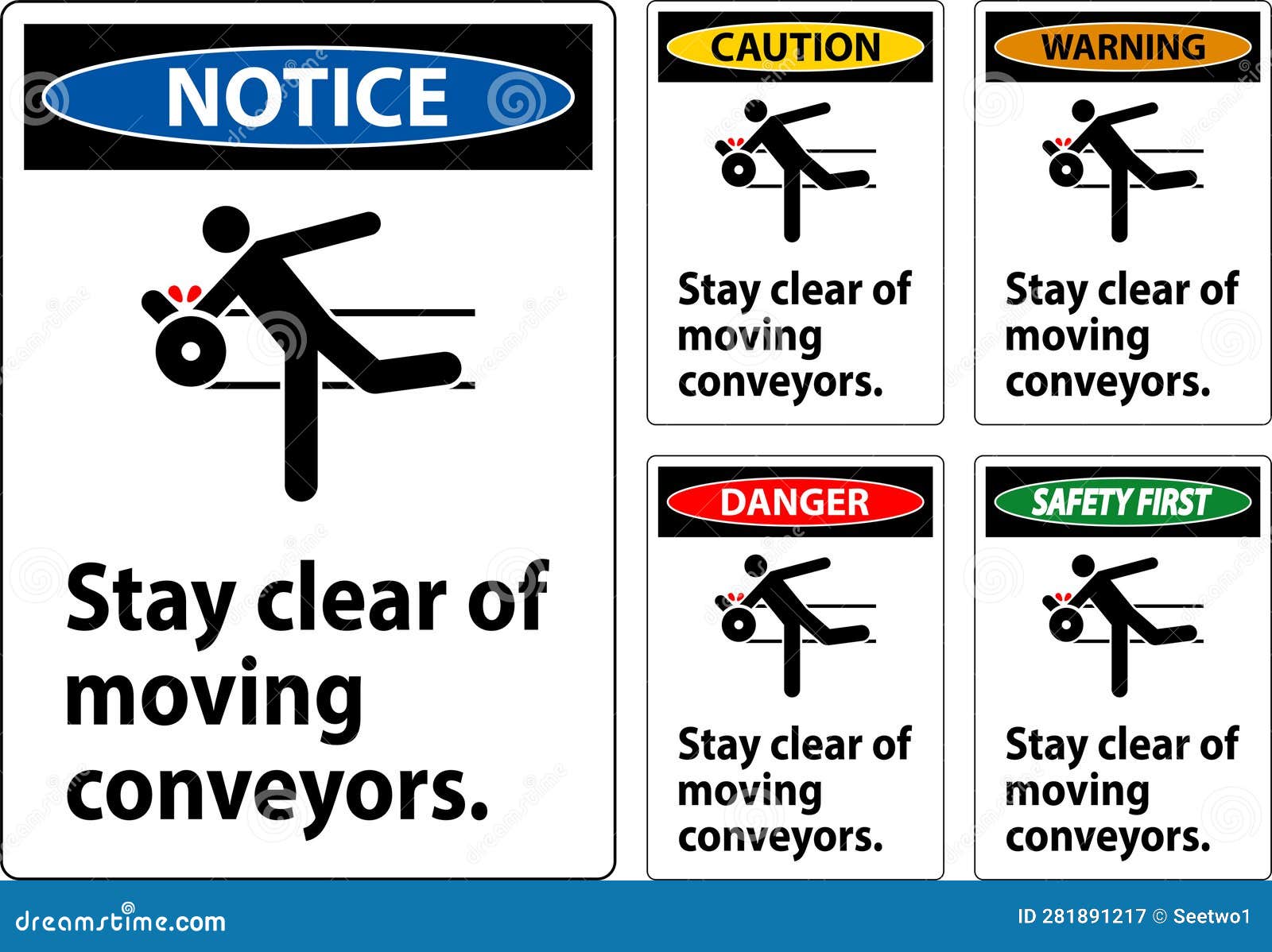 Warning Sign Moving Conveyors Stay Clear Stock Vector - Illustration of ...