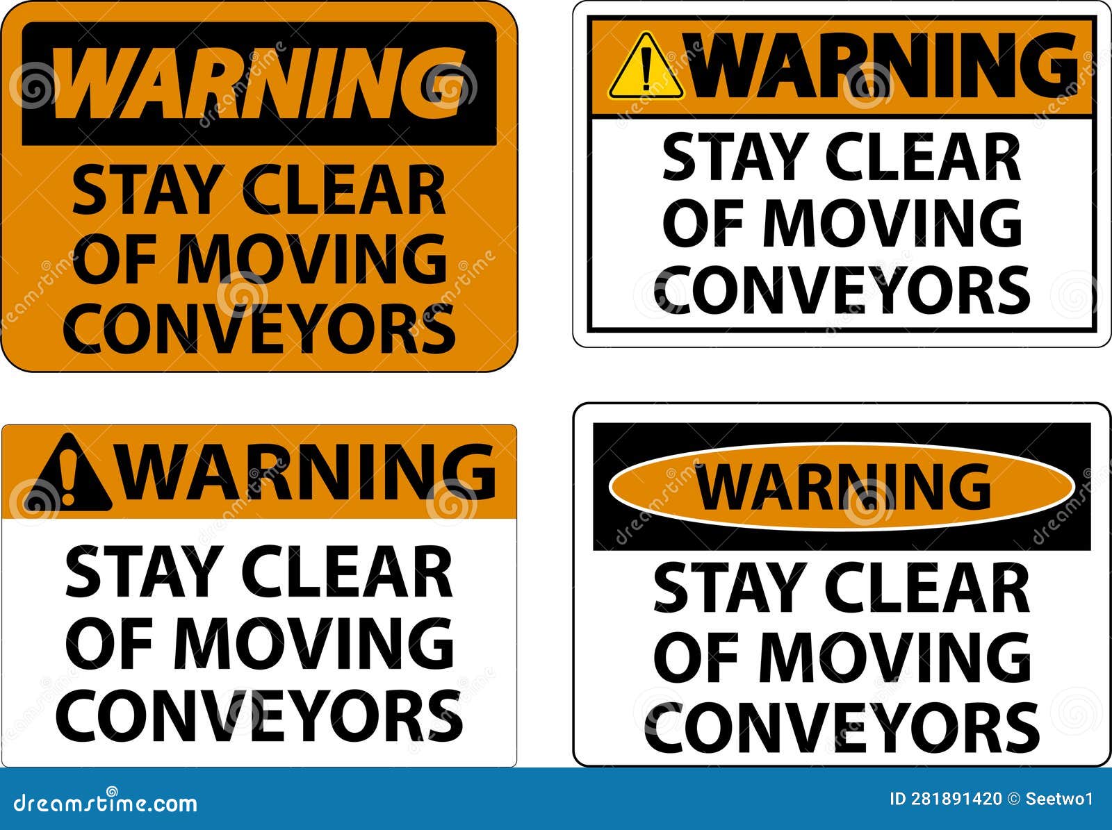 Warning Sign Moving Conveyors Stay Clear Stock Vector - Illustration of ...