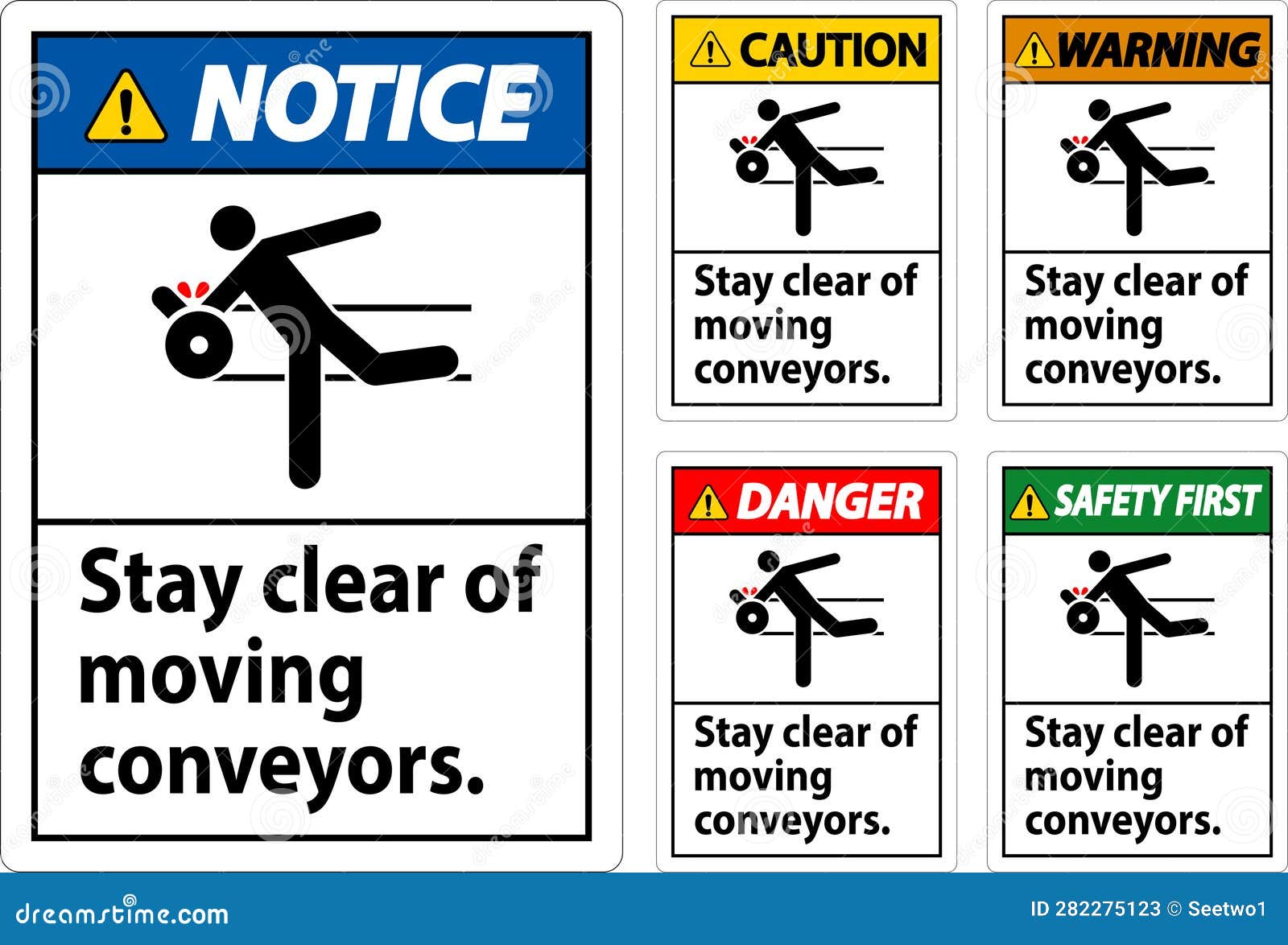 Warning Sign Moving Conveyors Stay Clear Stock Vector - Illustration of ...