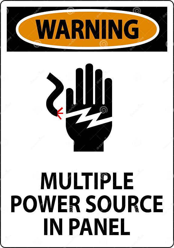 Warning Sign Multiple Power Source in Panel Stock Illustration ...