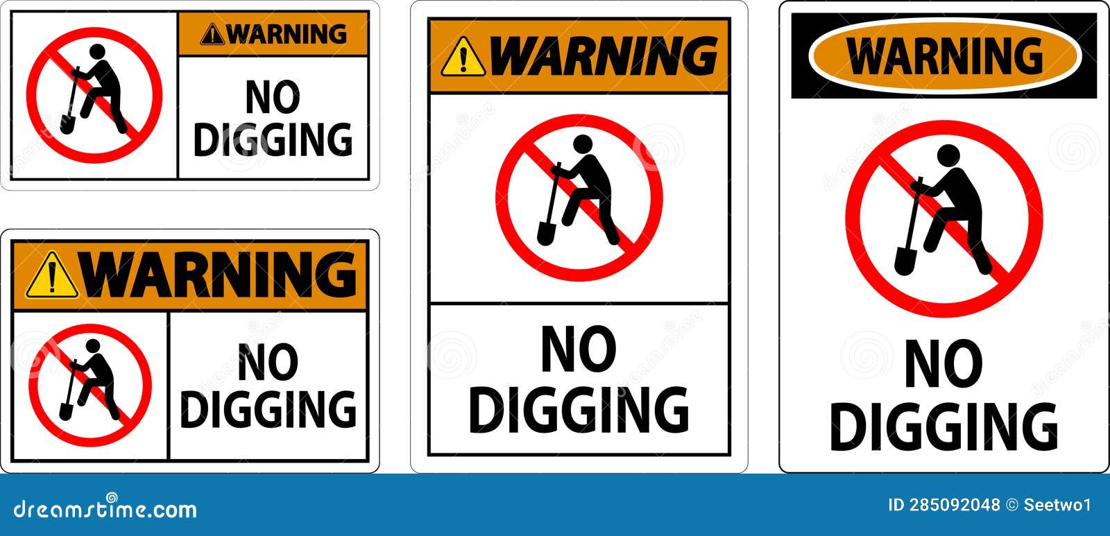 Warning Sign, No Digging Sign Stock Vector - Illustration of outdoors ...