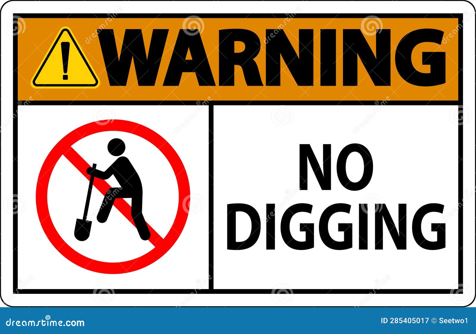 Warning Sign, No Digging Sign Stock Vector - Illustration of roadwork ...