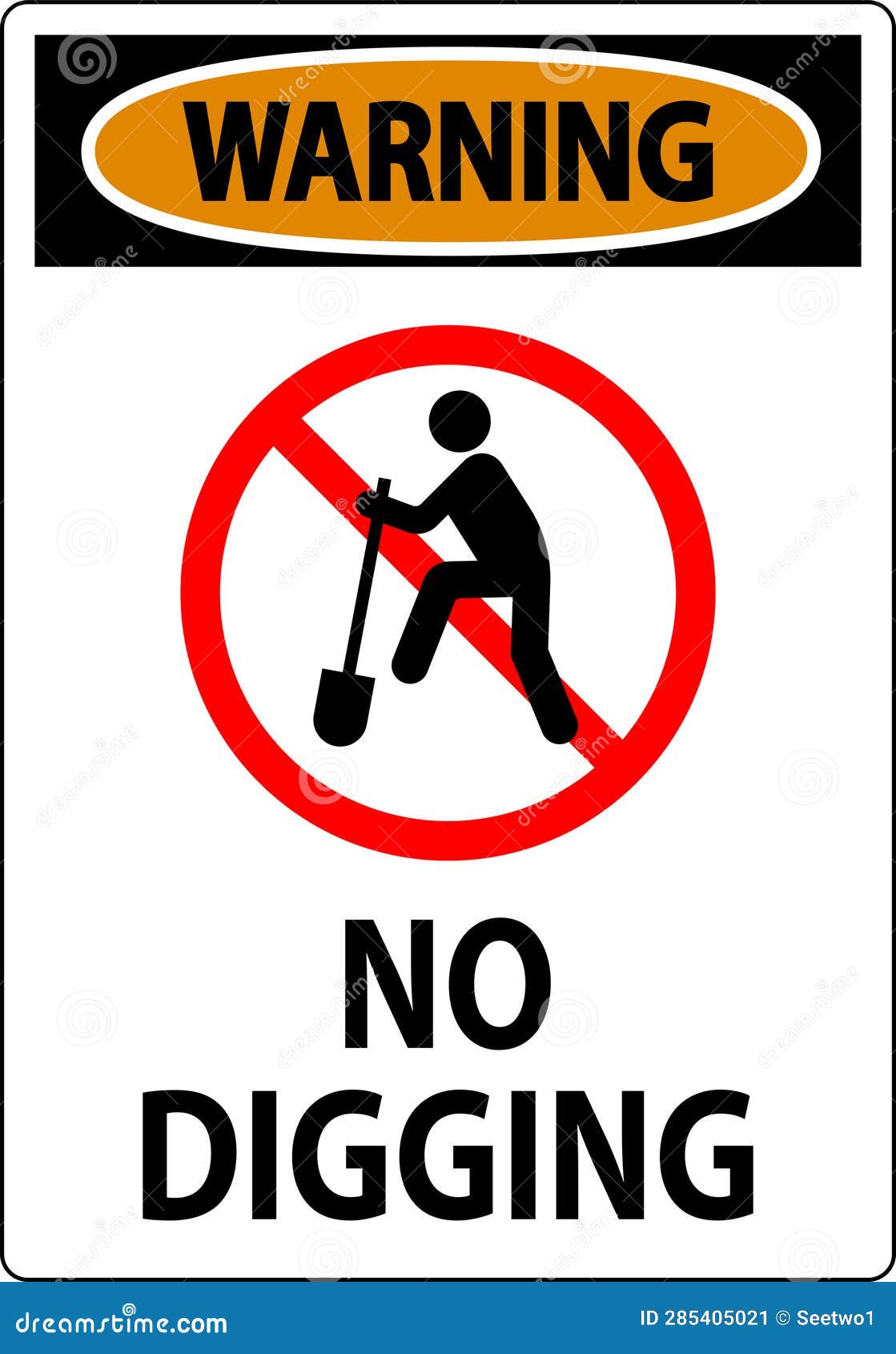 Warning Sign, No Digging Sign Stock Vector - Illustration of outdoor ...