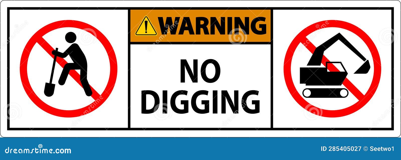Warning Sign, No Digging Sign Stock Vector - Illustration of notice ...
