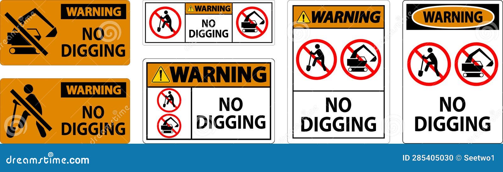Warning Sign, No Digging Sign Stock Vector - Illustration of ...