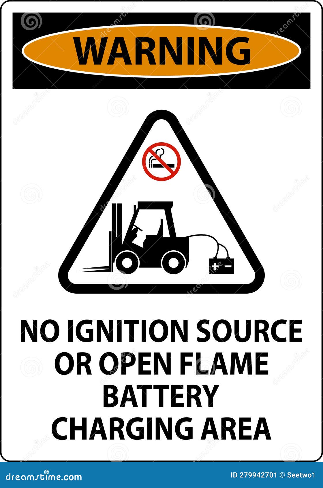 Warning Sign No Ignition Source or Open Flame, Battery Charging Area ...
