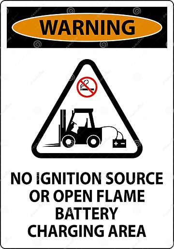 Warning Sign No Ignition Source or Open Flame, Battery Charging Area ...