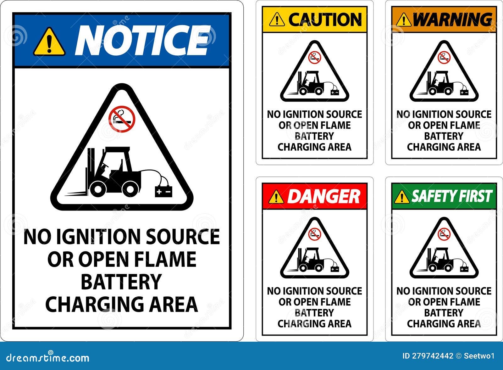 Warning Sign No Ignition Source or Open Flame, Battery Charging Area ...