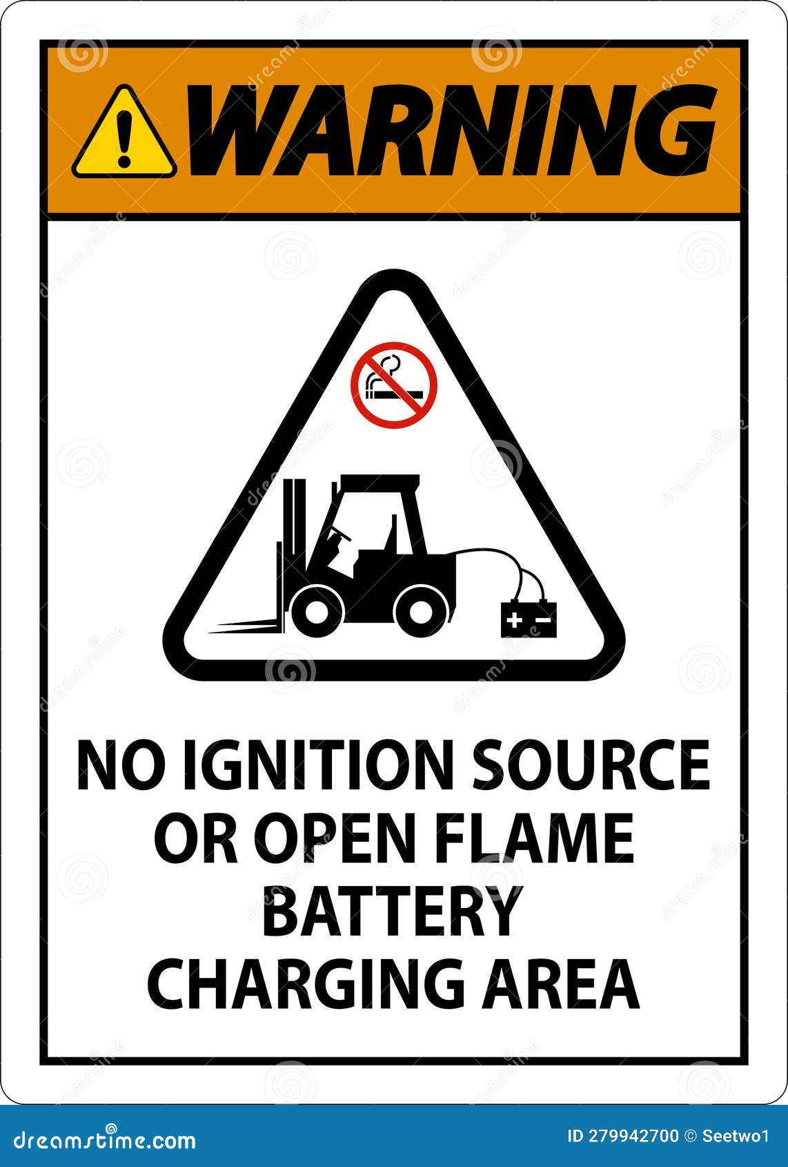 Warning Sign No Ignition Source or Open Flame, Battery Charging Area ...