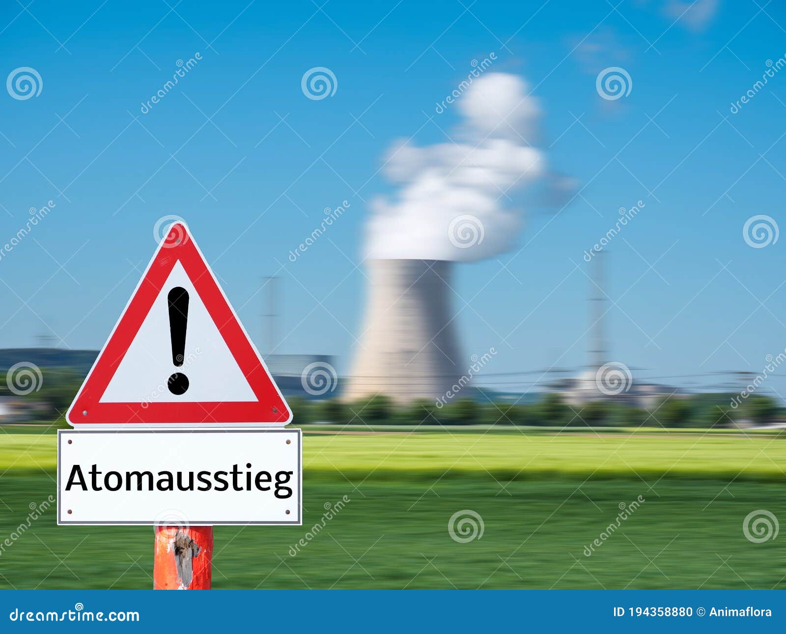 Warning Sign Nuclear Exit in Germany Stock Photo - Image of energy ...