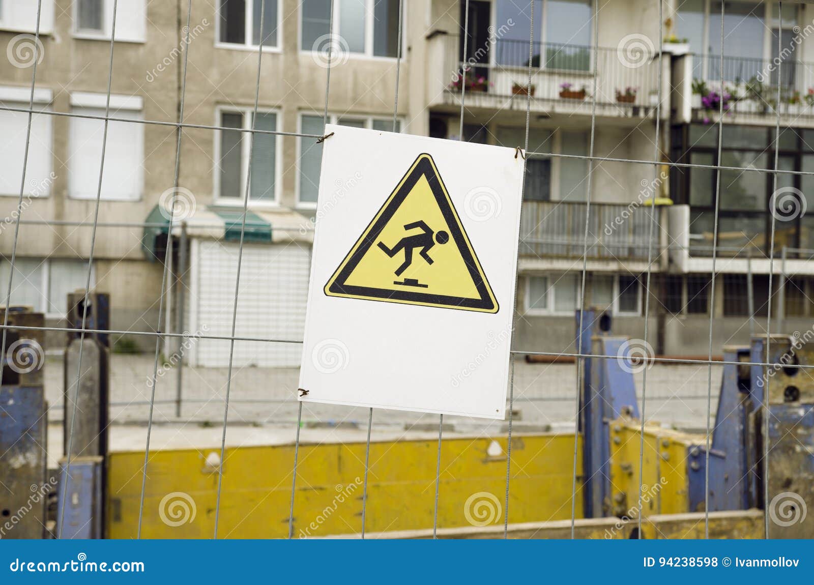 Warning Sign for Objects stock photo. Image of slippery - 94238598