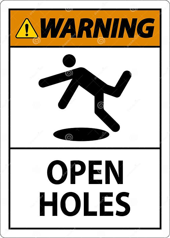 Warning Sign Open Holes stock illustration. Illustration of alert ...