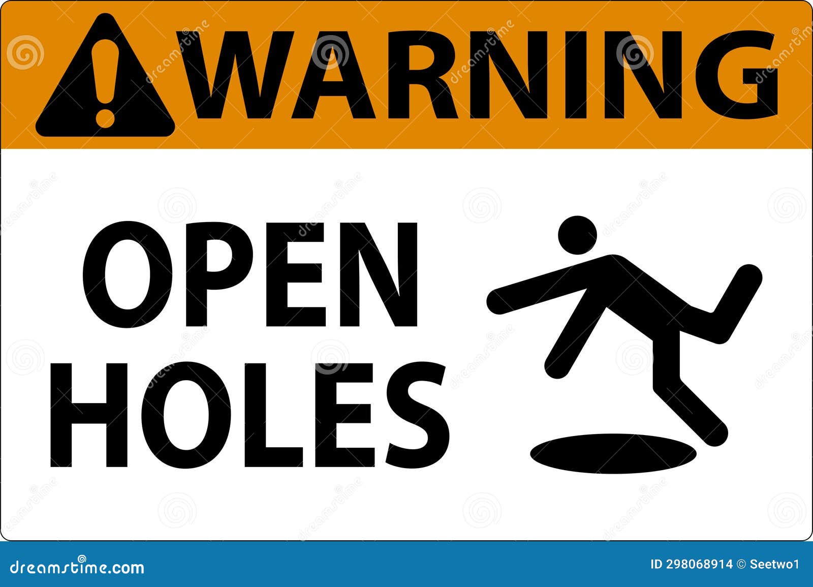 Warning Sign Open Holes stock vector. Illustration of notice - 298068914