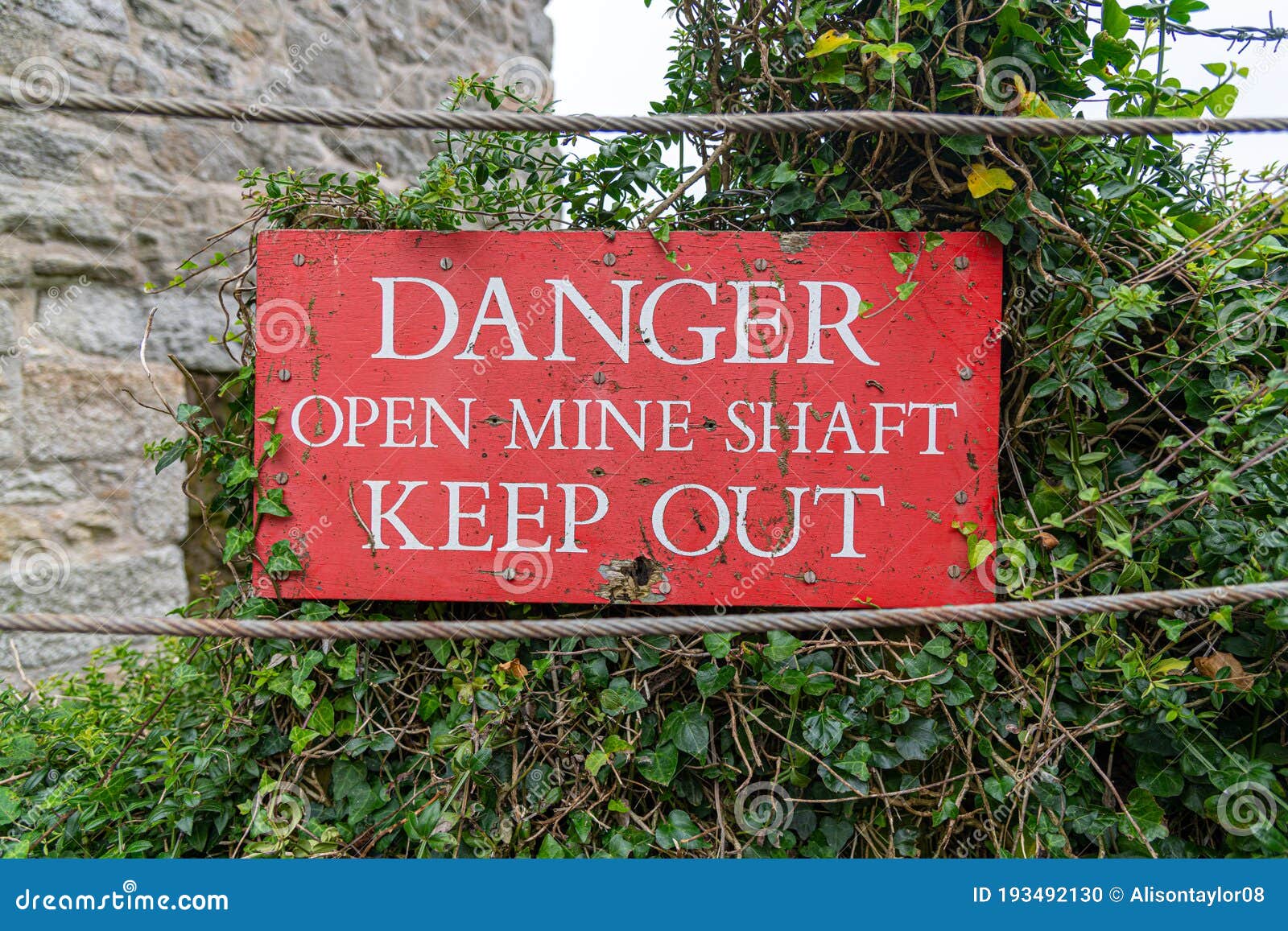 A Warning Sign for an Open Mine Shaft at a Cornish Tin Mine Stock Photo ...