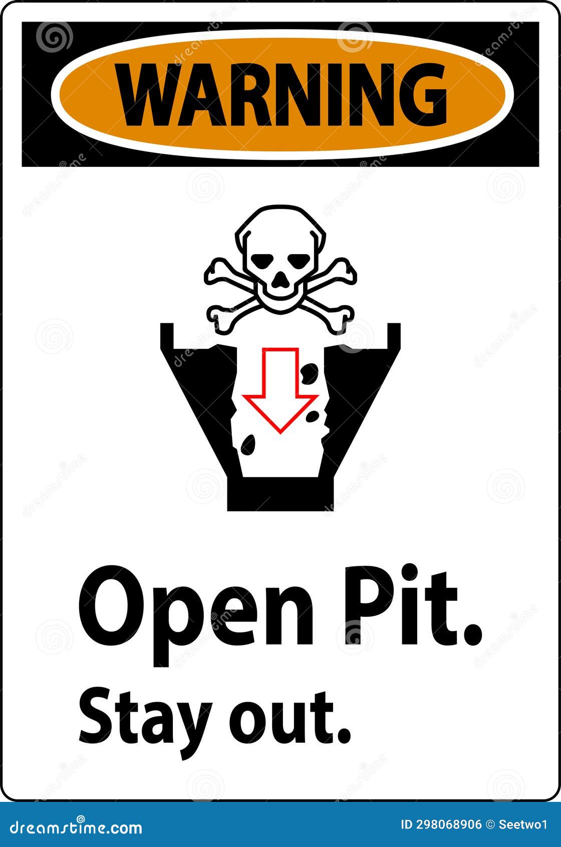 Warning Sign Open Pit, Stay Out Stock Vector - Illustration of ditch ...