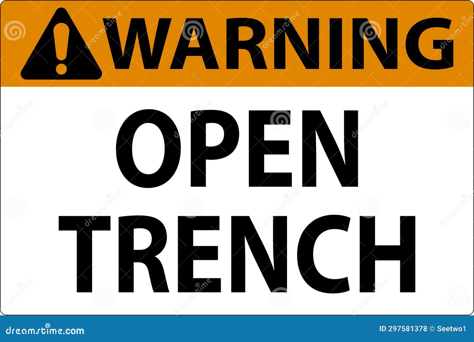 Warning Sign Open Trench stock vector. Illustration of excavate - 297581378