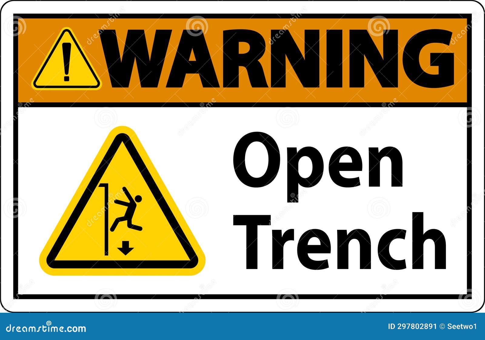 Warning Sign Open Trench stock vector. Illustration of pictogram ...