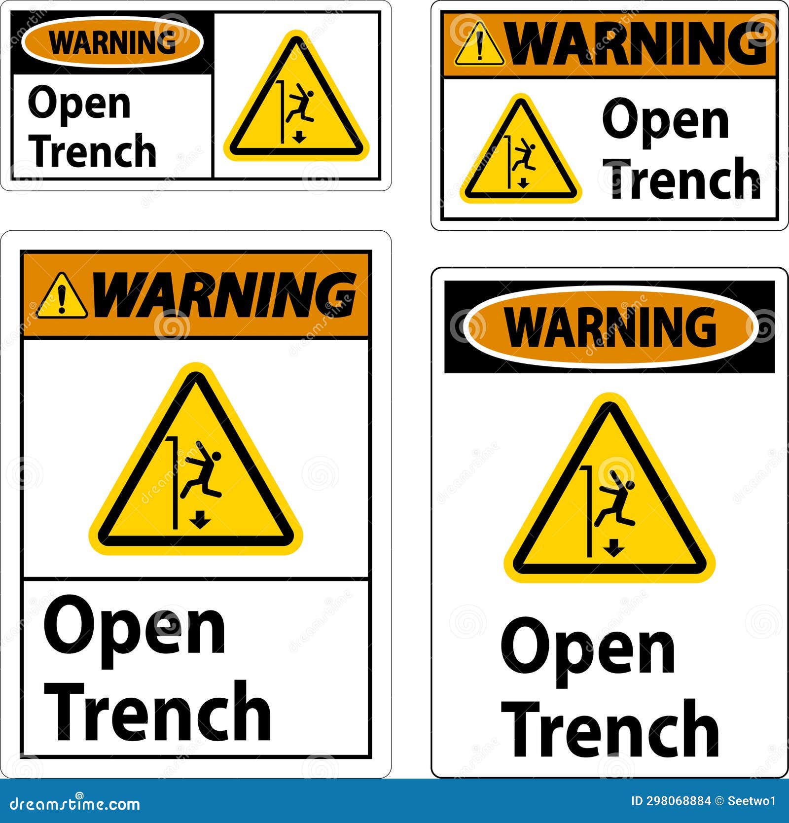 Warning Sign Open Trench stock vector. Illustration of engineering ...