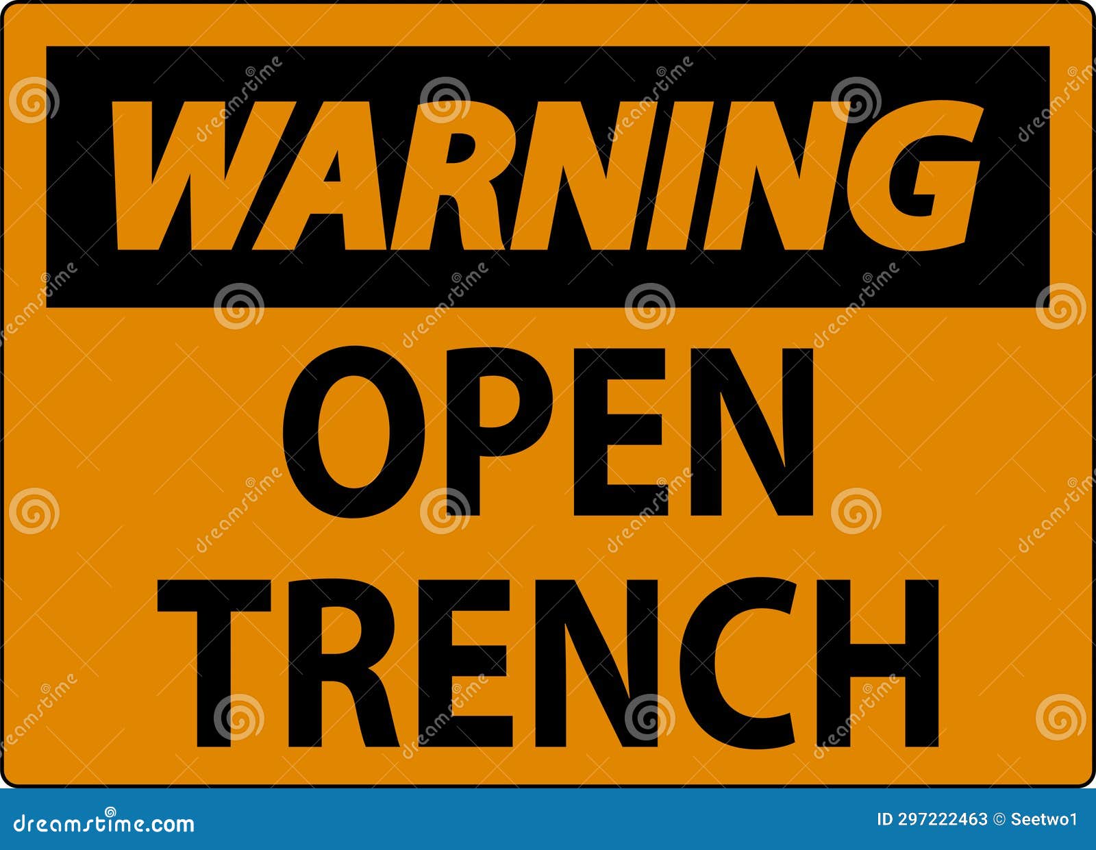 Warning Sign Open Trench stock vector. Illustration of caution - 297222463
