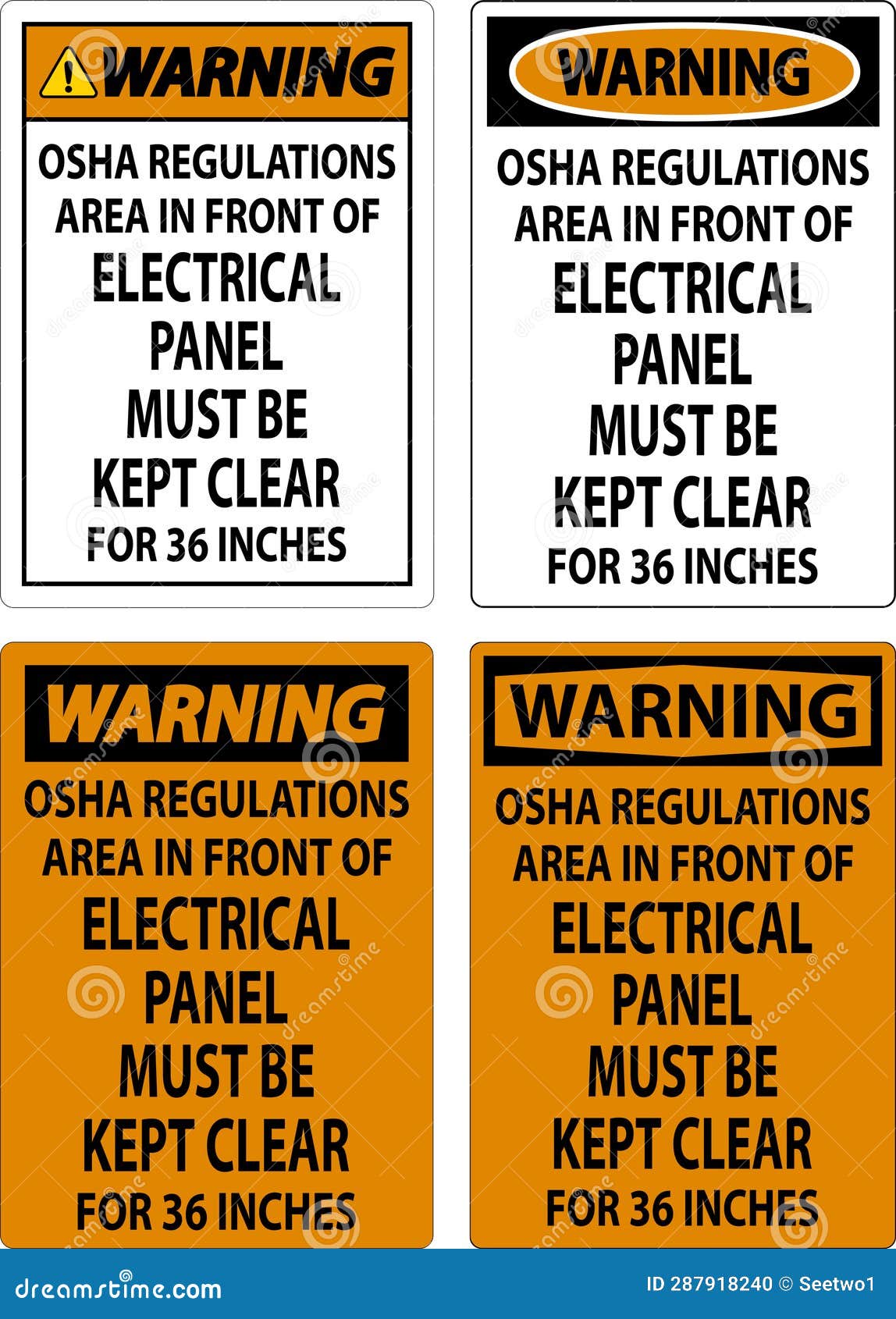 Warning Sign Osha Regulations - Area in Front of Electrical Panel Must ...