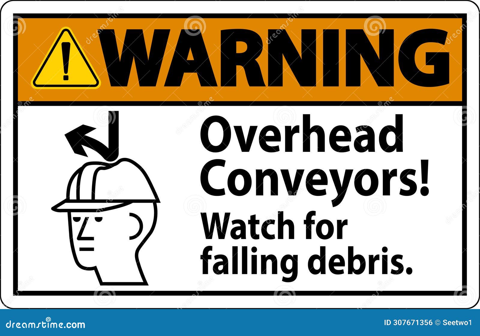 Warning Sign, Overhead Conveyors Watch for Falling Debris Stock Vector ...