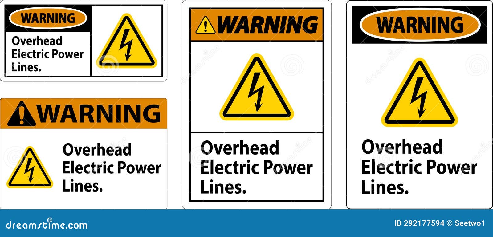 Warning Sign Overhead Electric Power Lines Stock Vector - Illustration ...