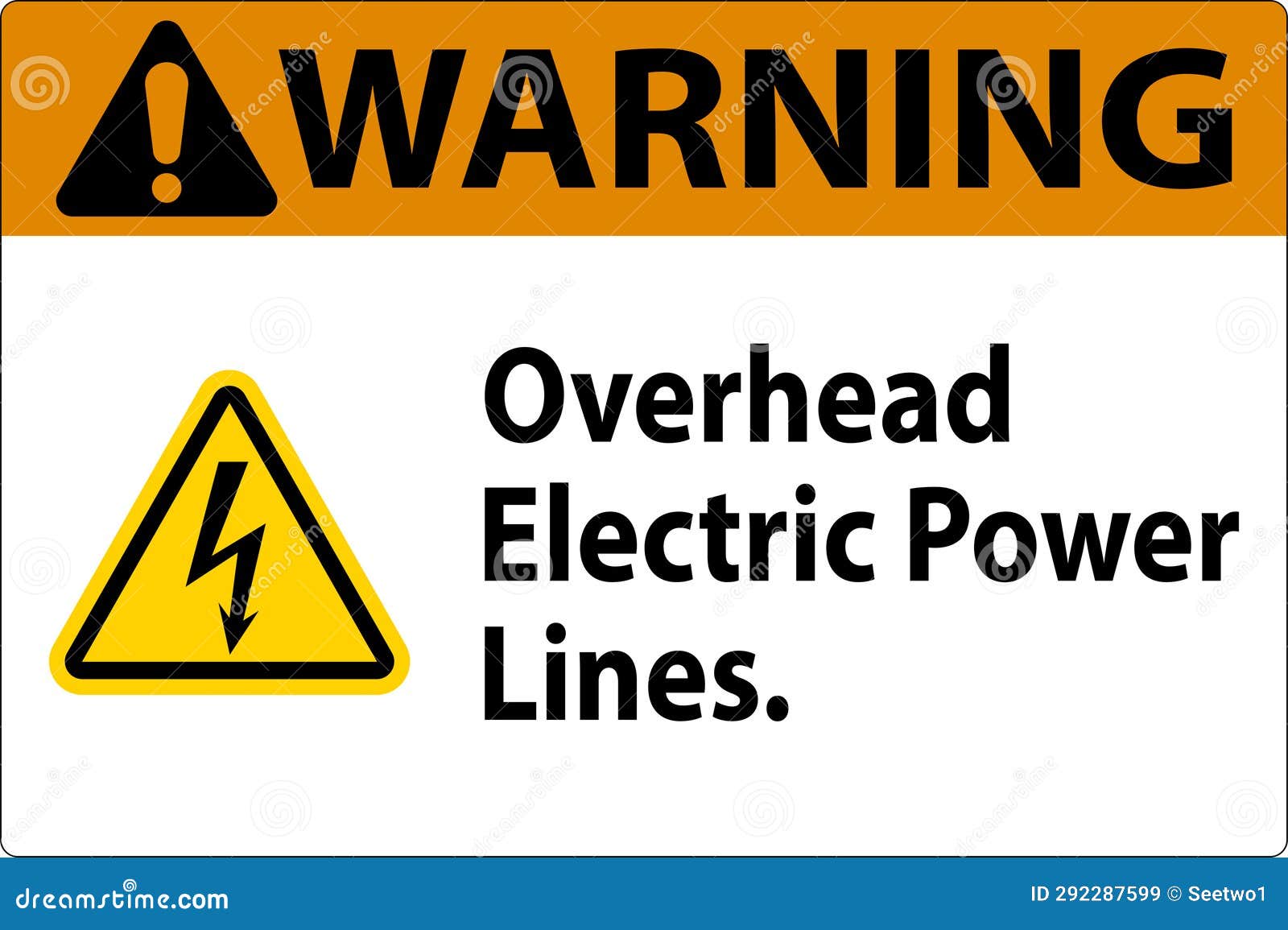 Warning Sign Overhead Electric Power Lines Stock Vector - Illustration ...
