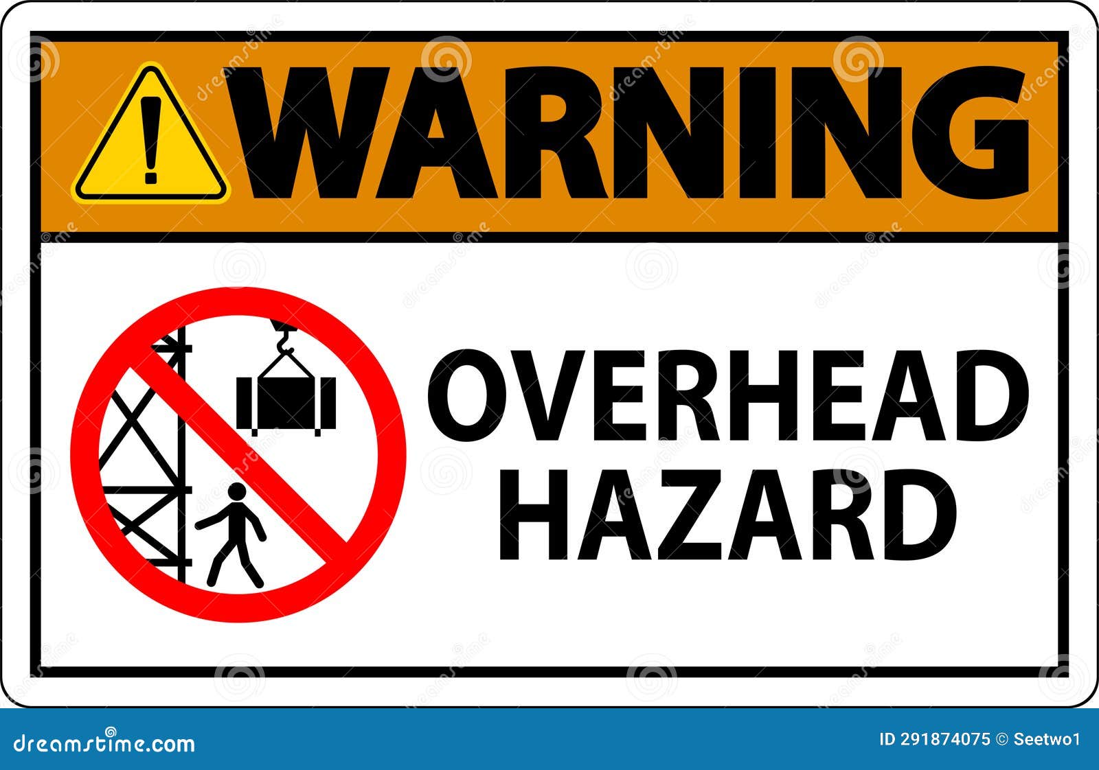 Warning Sign Overhead Hazard Stock Vector - Illustration of heavy, load ...