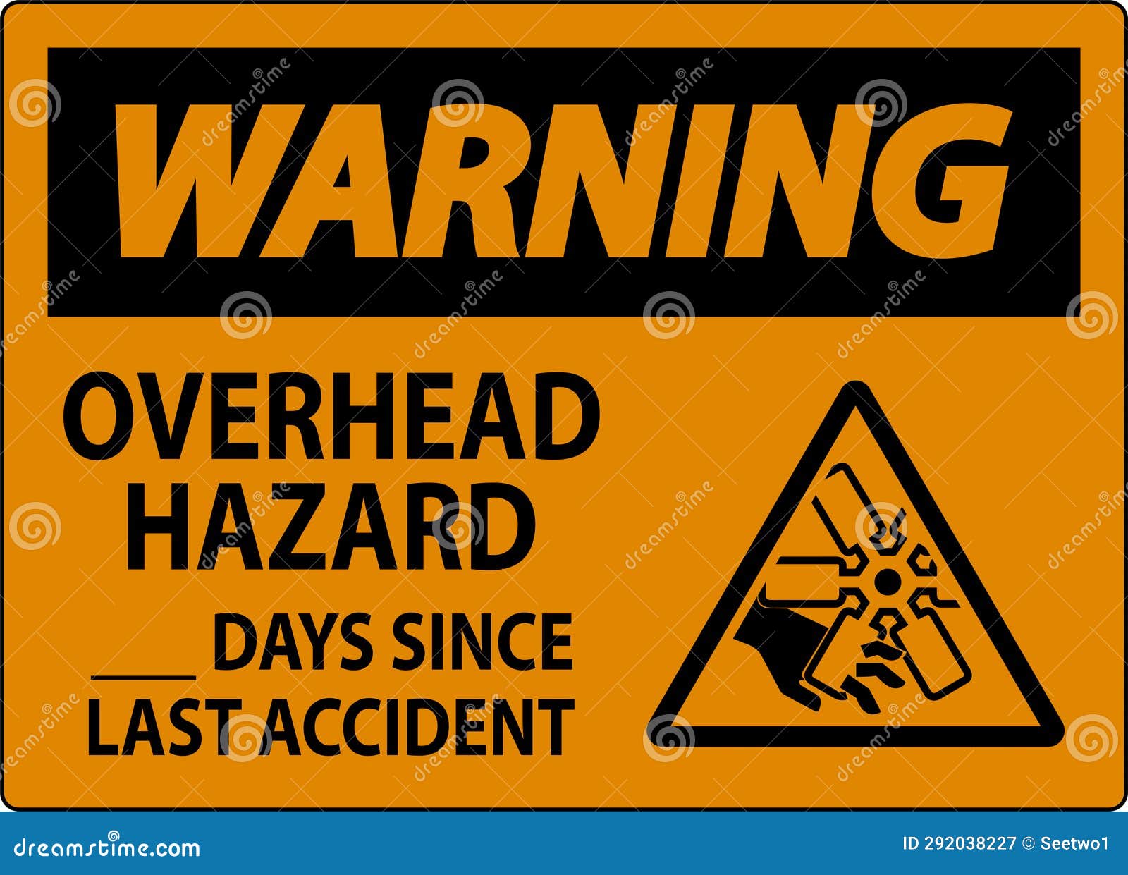 Warning Sign Overhead Hazard ___ Days since Last Accident Stock Vector ...