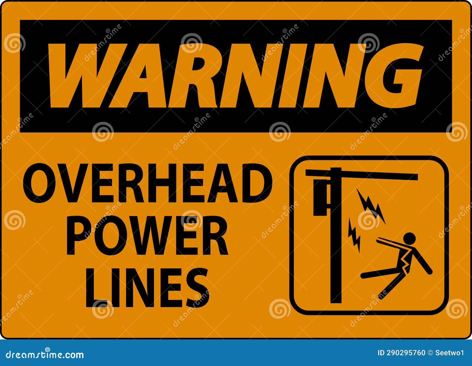 Warning Sign Overhead Power Lines Stock Vector - Illustration of ...