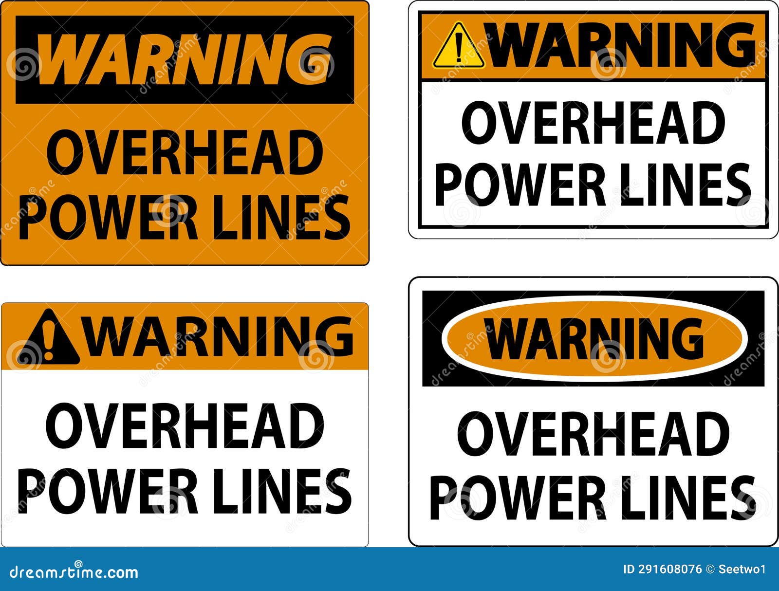 Warning Sign Overhead Power Lines Stock Vector - Illustration of power ...