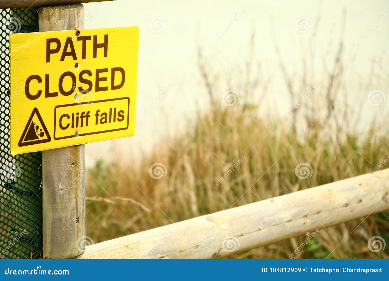 Warning Sign for Path Closed. Stock Image - Image of liquid, coastline ...