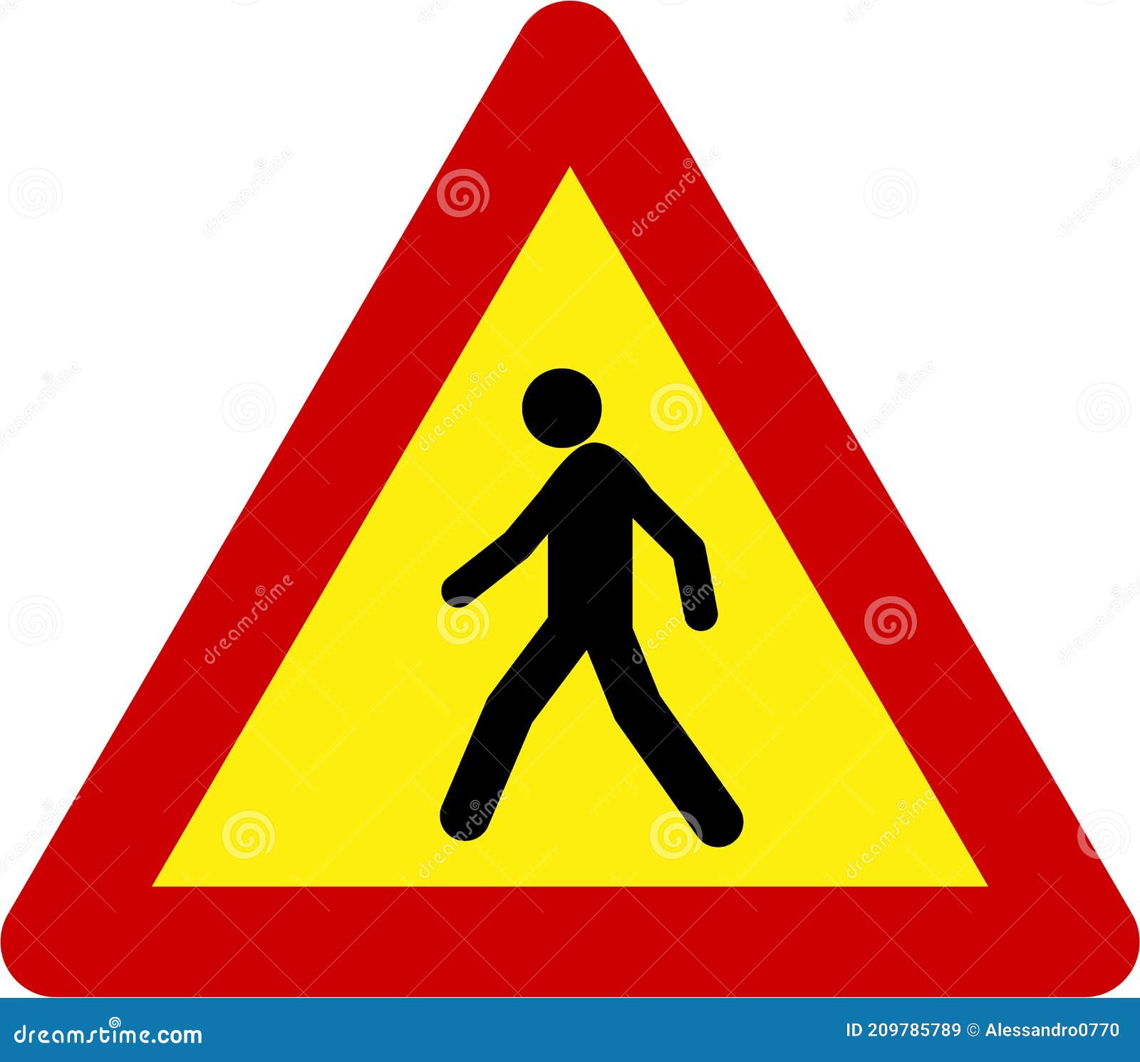 Warning Sign with Pedestrian Stock Illustration - Illustration of ...