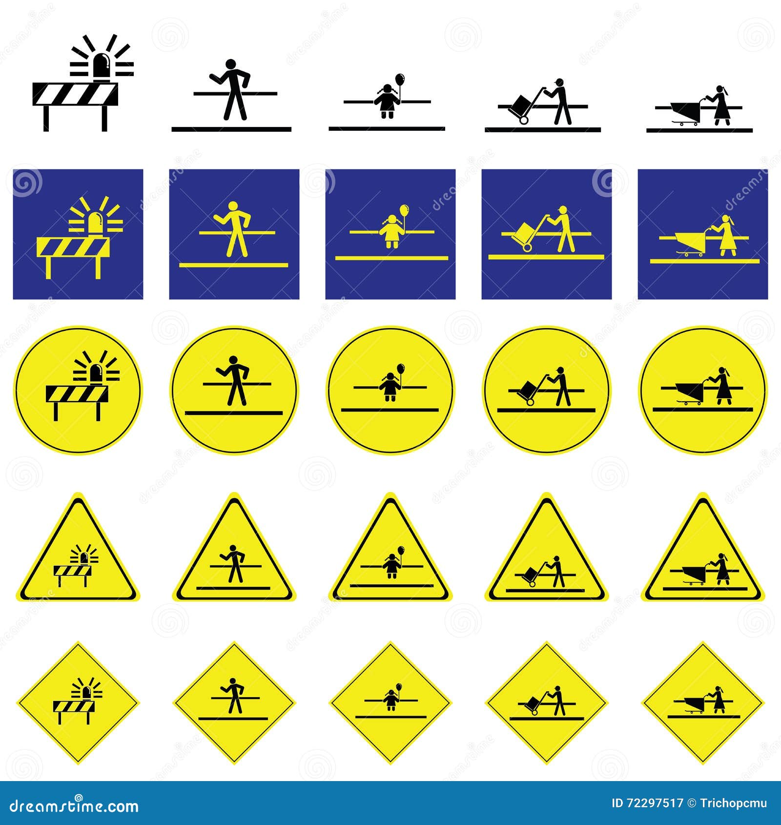 Warning Sign of People Across the Way Stock Vector - Illustration of ...